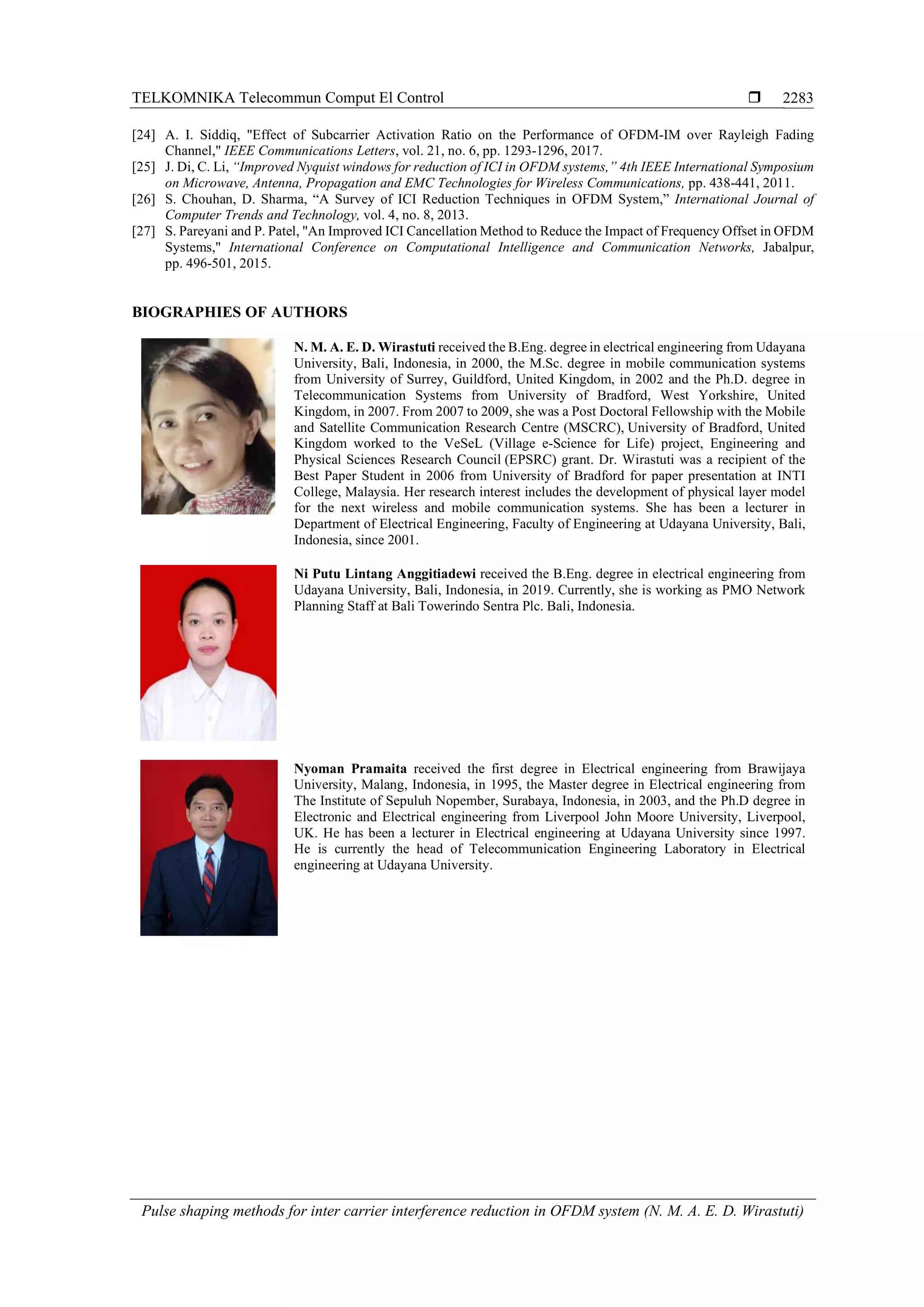 Pulse shaping methods for inter carrier interference reduction in OFDM system | PDF