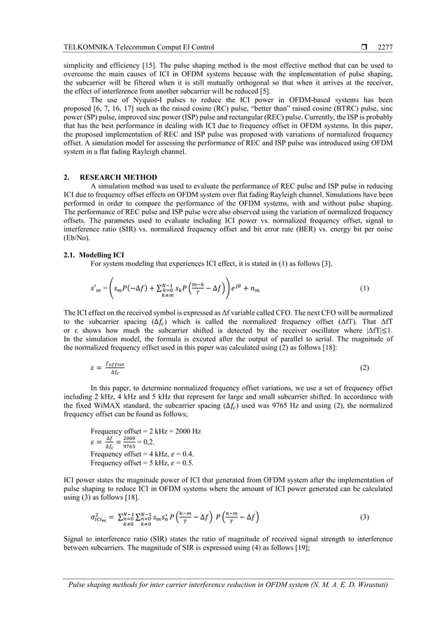 Pulse shaping methods for inter carrier interference reduction in OFDM system | PDF