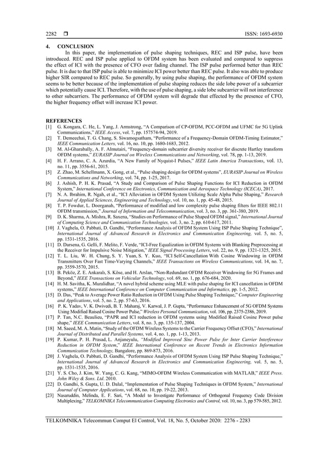 Pulse shaping methods for inter carrier interference reduction in OFDM ...