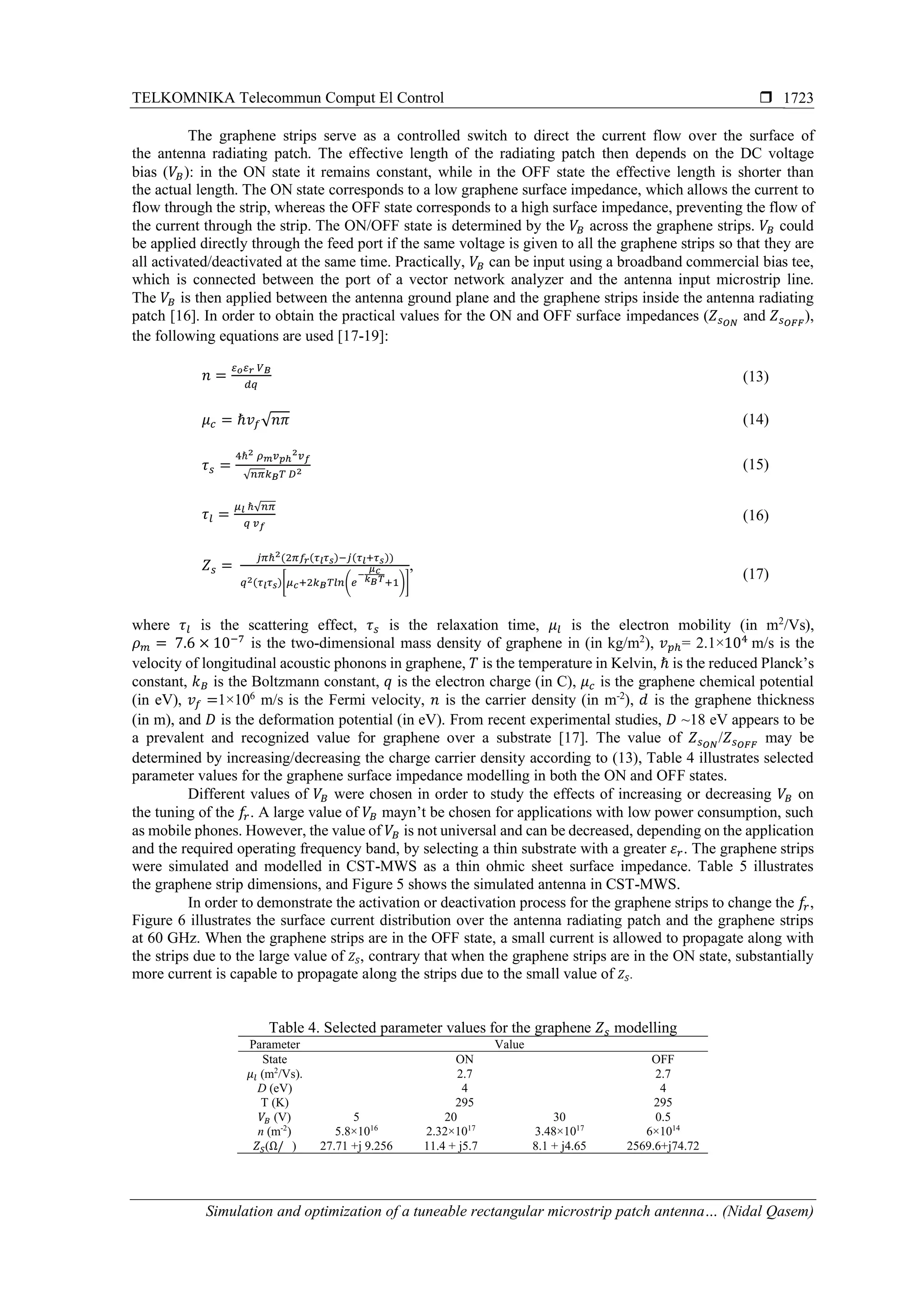 Simulation And Optimization Of A Tuneable Rectangular Microstrip Patch