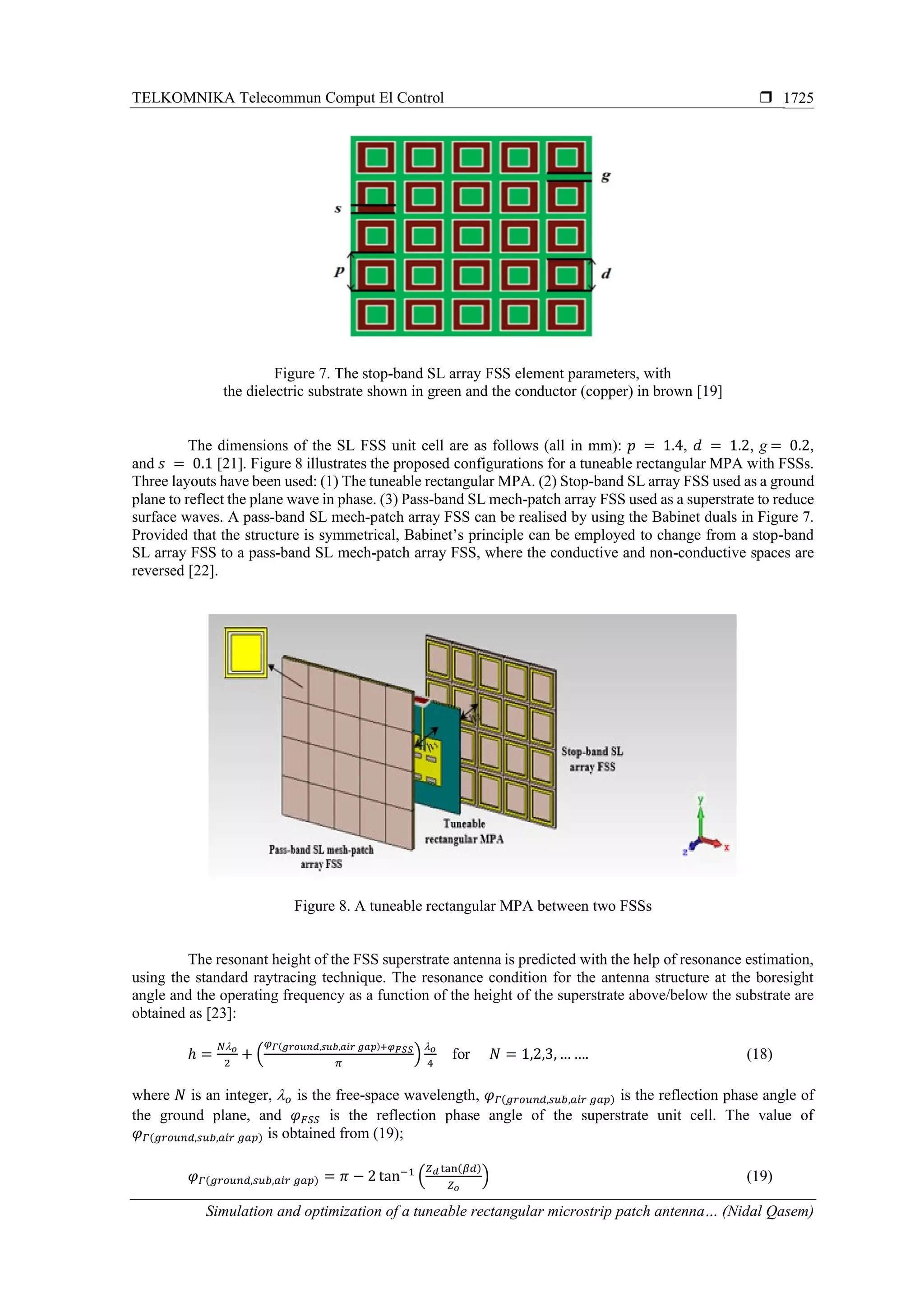 Simulation And Optimization Of A Tuneable Rectangular Microstrip Patch