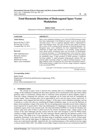 Total Harmonic Distortion of Dodecagonal Space Vector Modulation | PDF