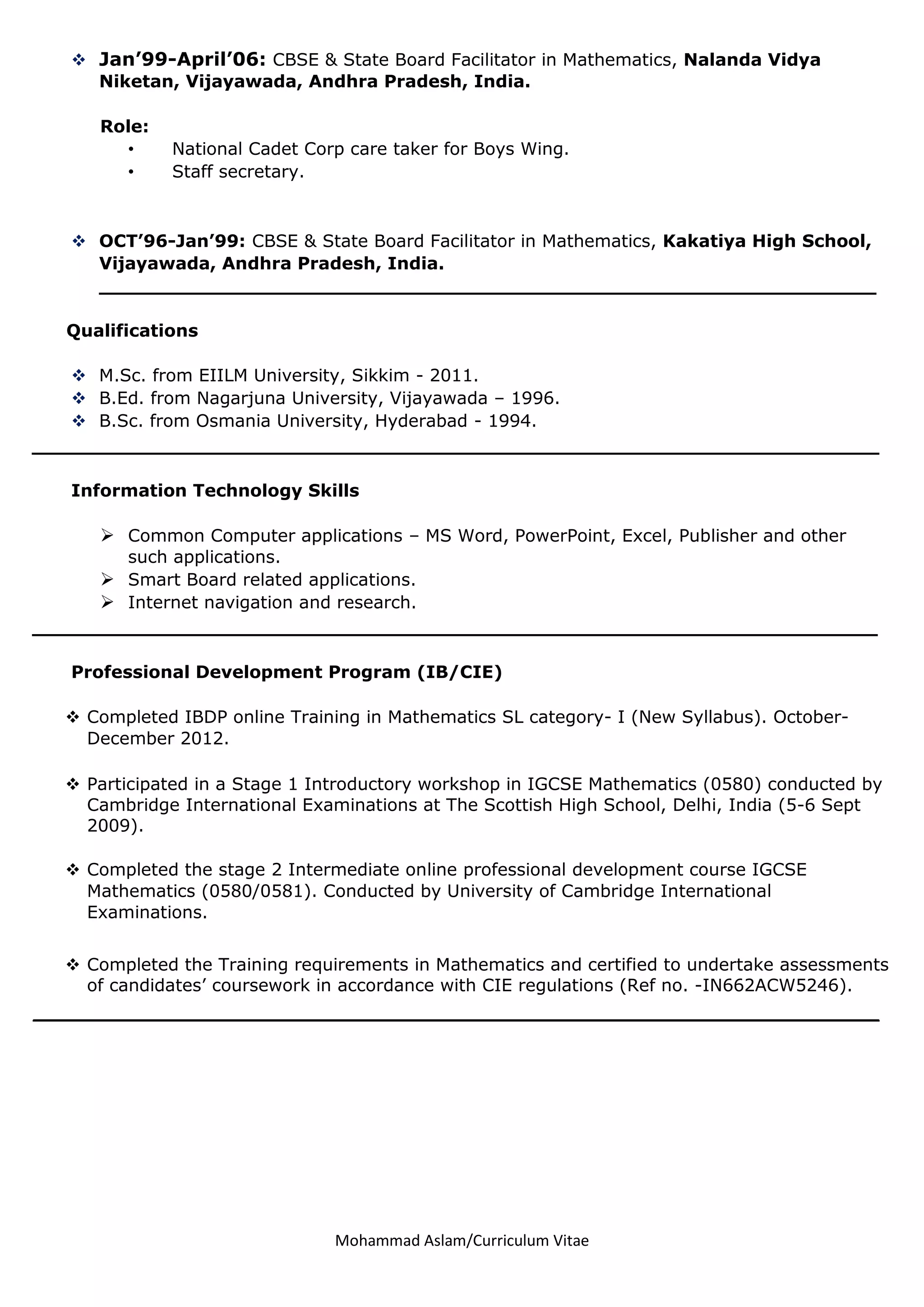 Mohammad_Aslam_CV | PDF