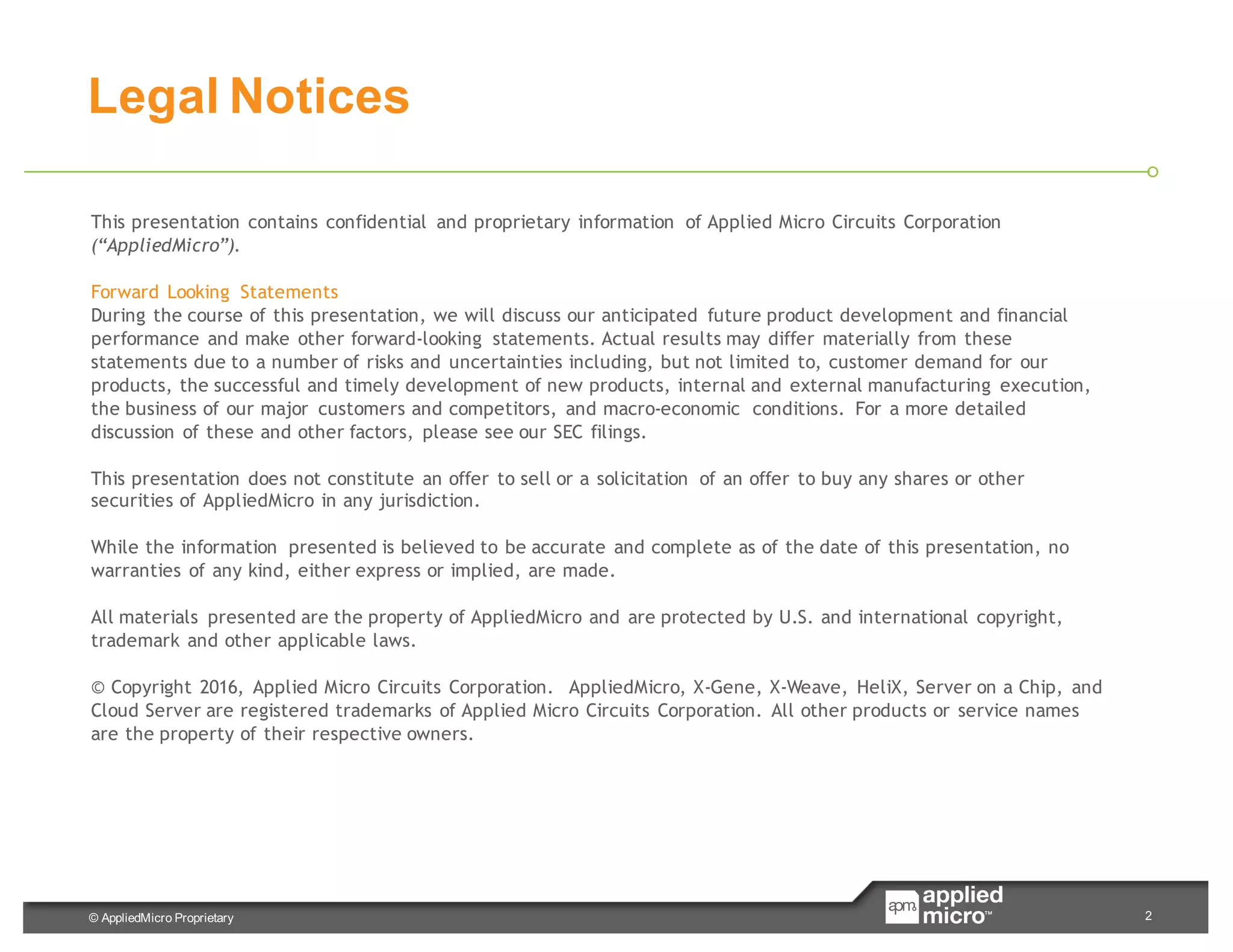 Open Server Summit 2016 : AppliedMicro Slides | PPT
