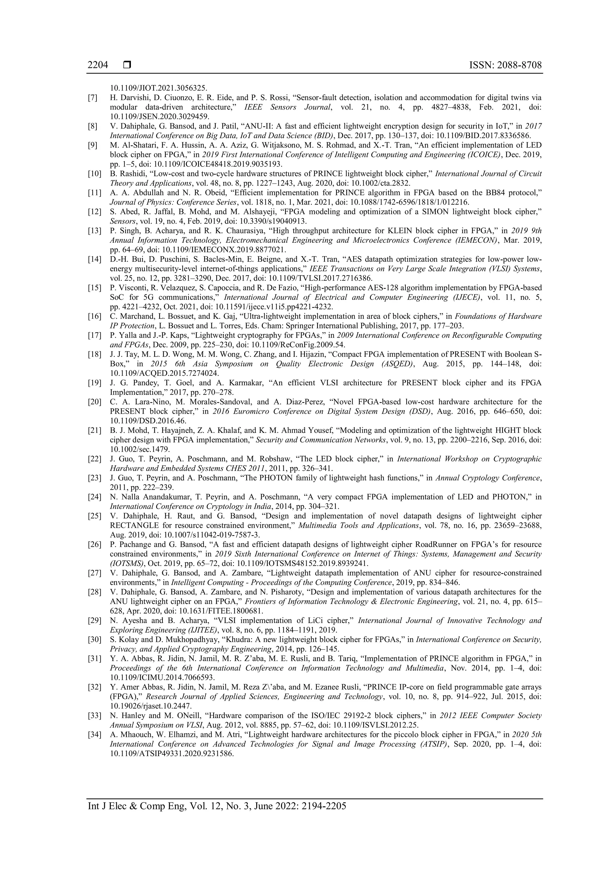 Lightweight ANU-II block cipher on field programmable gate array | PDF