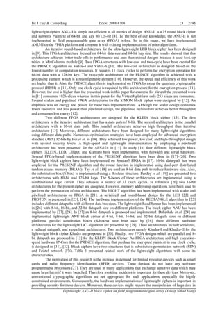 Lightweight ANU-II block cipher on field programmable gate array | PDF | Programming Languages ...
