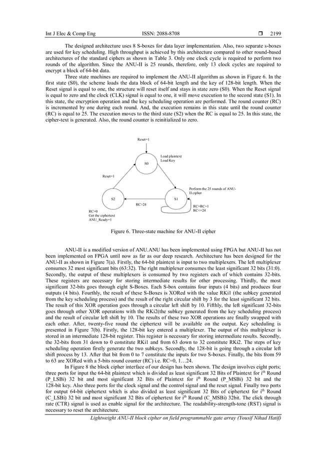 Lightweight ANU-II block cipher on field programmable gate array | PDF | Programming Languages ...