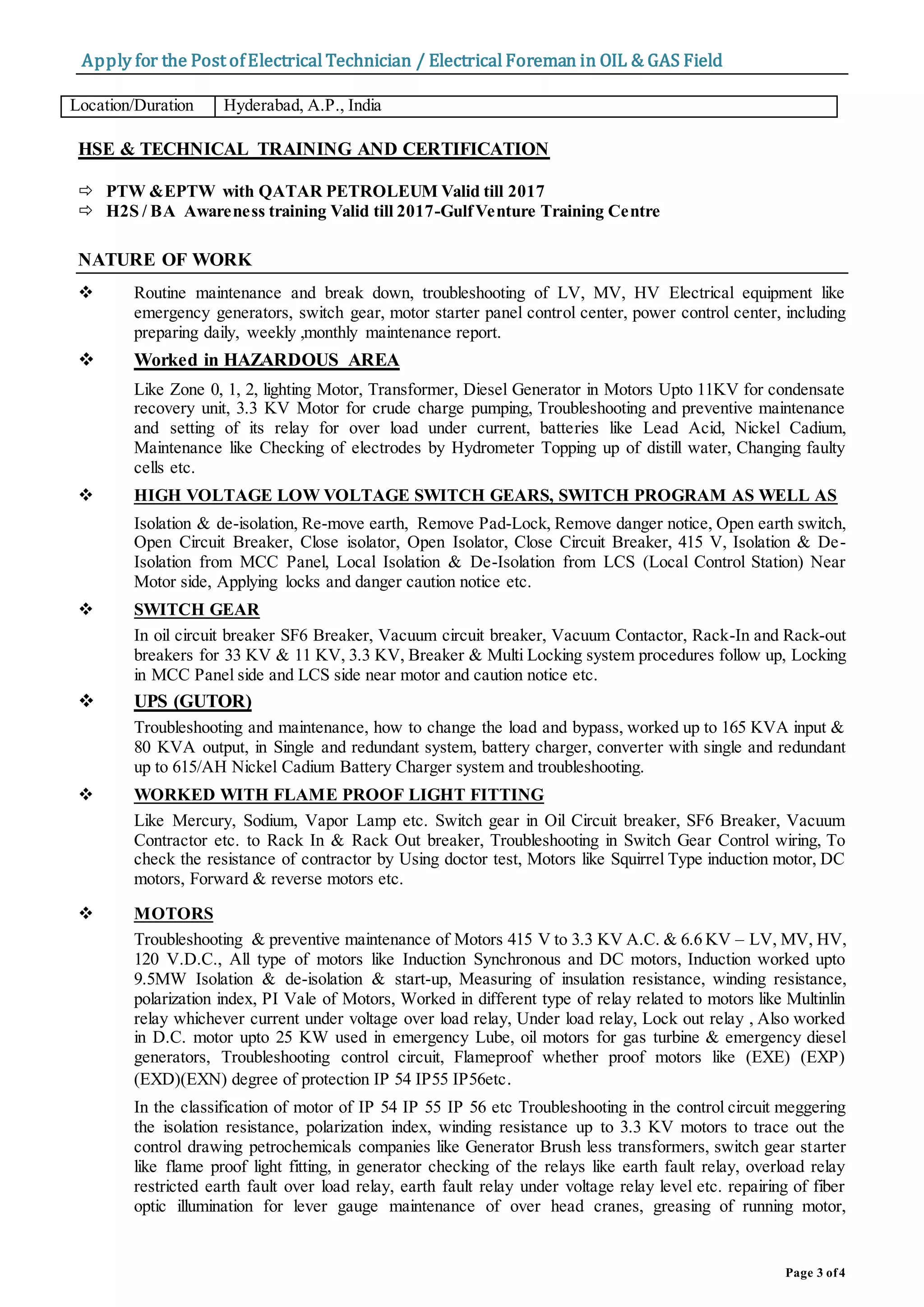 CV_Meraj_Electrical_Foreman | PDF