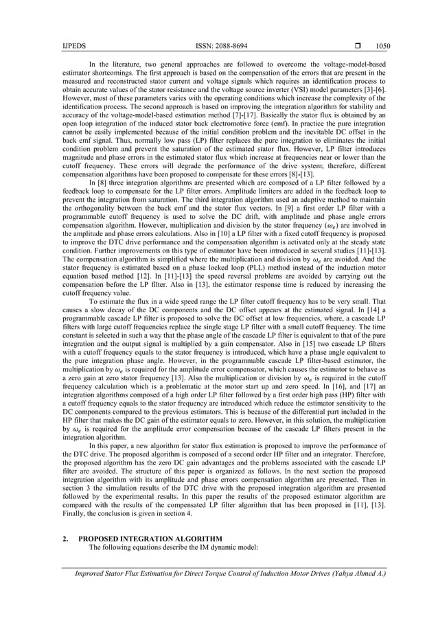 Improved Stator Flux Estimation For Direct Torque Control Of Induction Motor Drives Pdf
