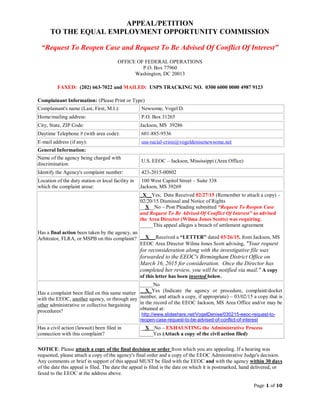 041815 - APPEAL-PETITION TO EEOC (Newsome vs First Heritage Credit ...