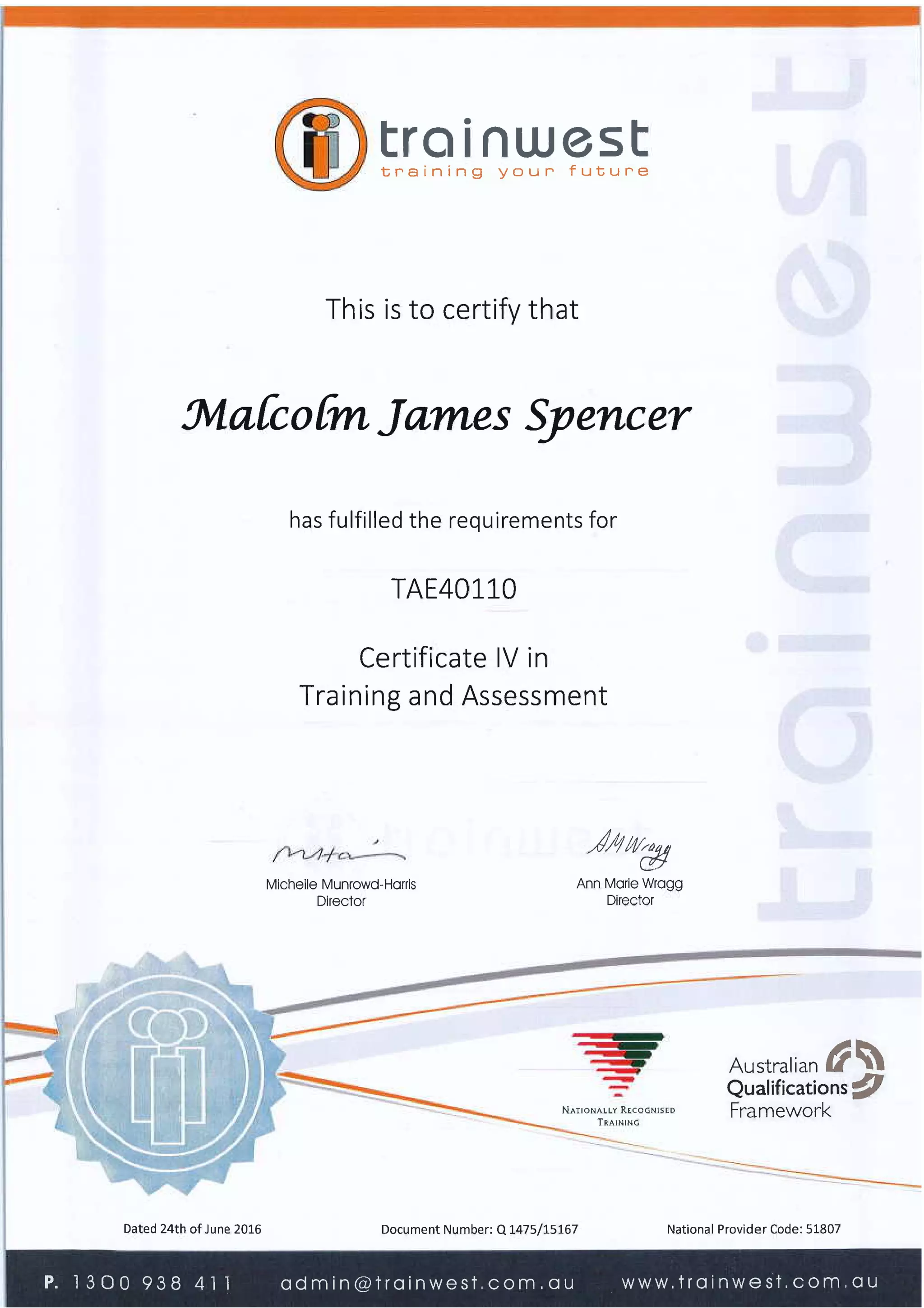 TAE40110 Certificate lV in Training and Assessment | PDF