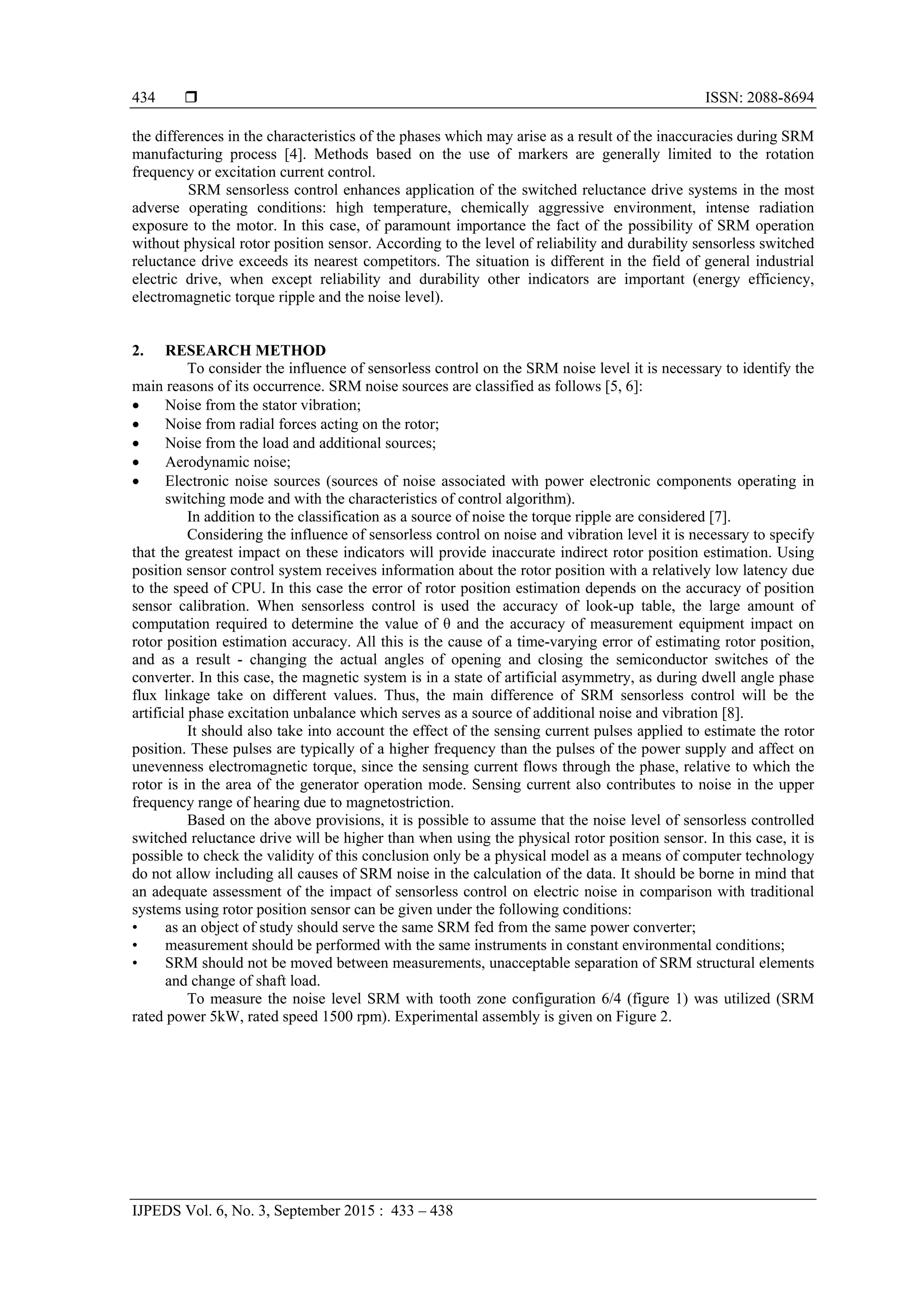 Influence of Sensorless Control on the Noise of Switched Reluctance ...