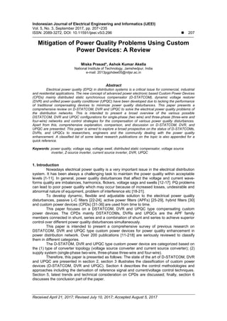 Mitigation of Power Quality Problems Using Custom Power Devices: A ...