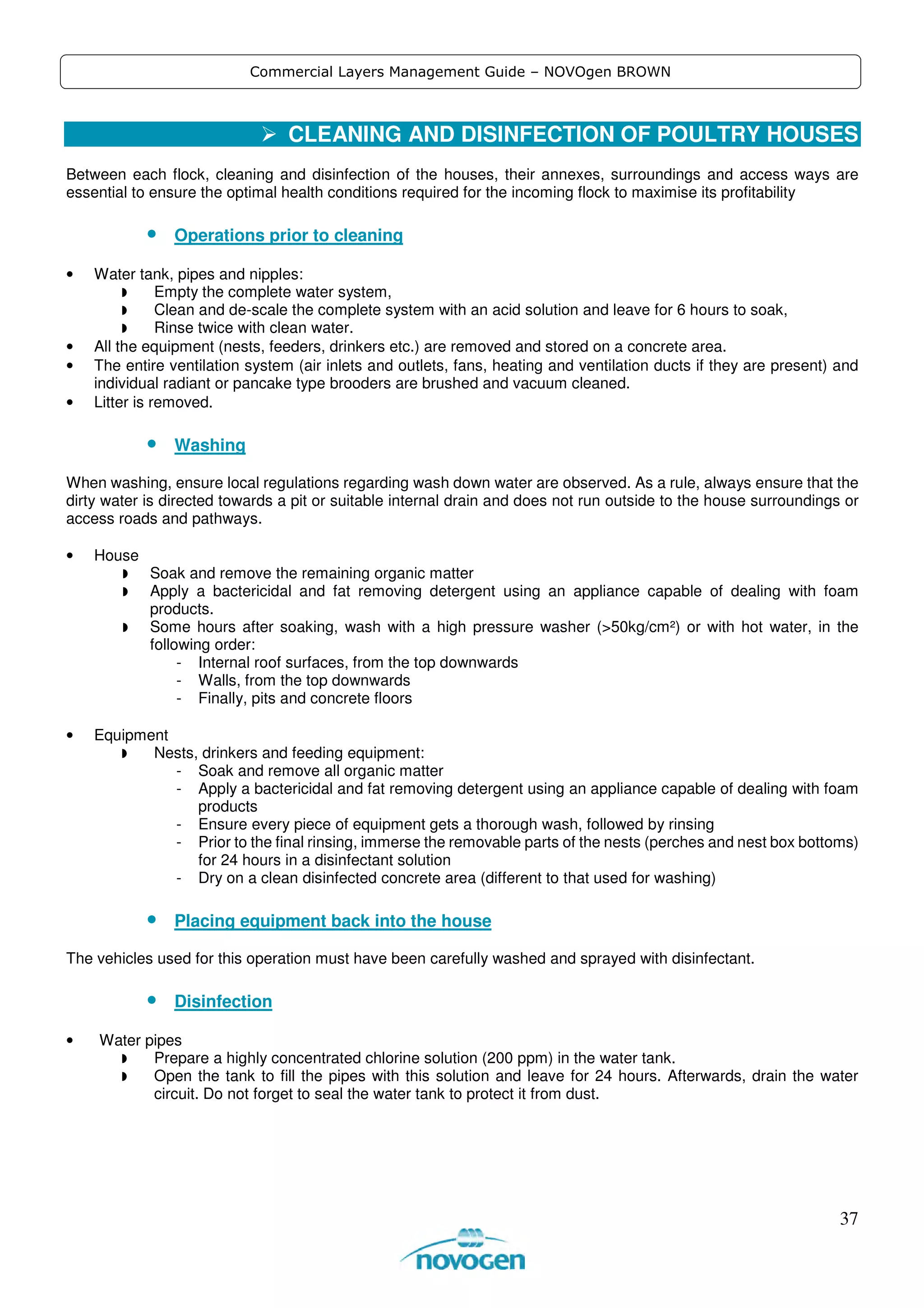 NOVOgen BROWN -- Commercial Layers Management Guide | PDF