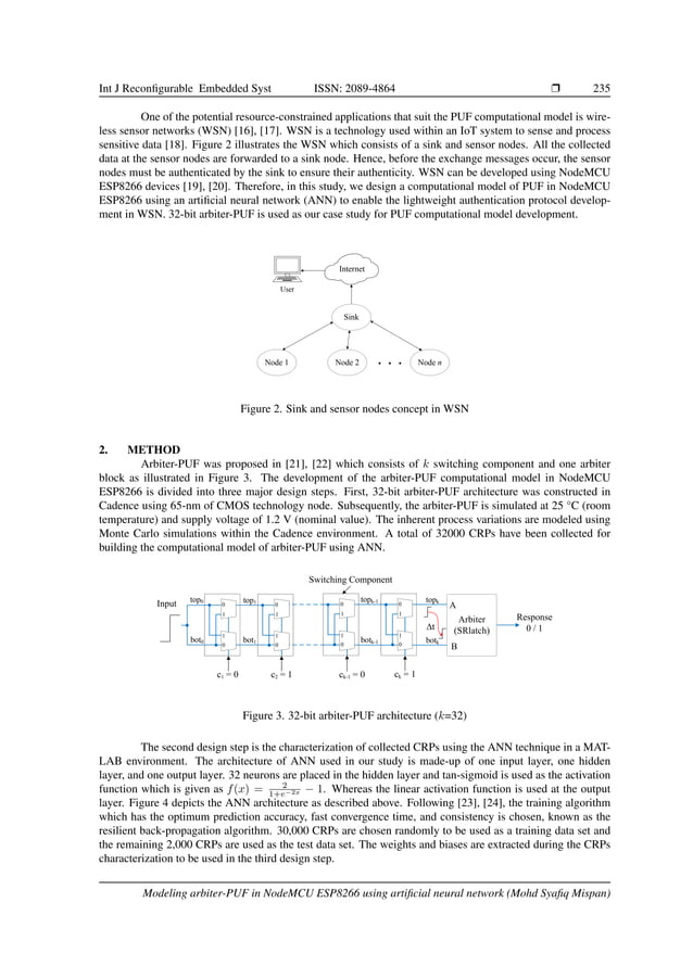 Modeling Arbiter Puf In Nodemcu Esp8266 Using Artificial Neural Network Pdf 0935