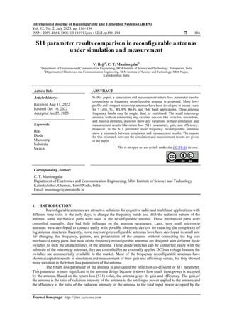 S11 parameter results comparison in reconfigurable antennas under simulation and measurement | PDF