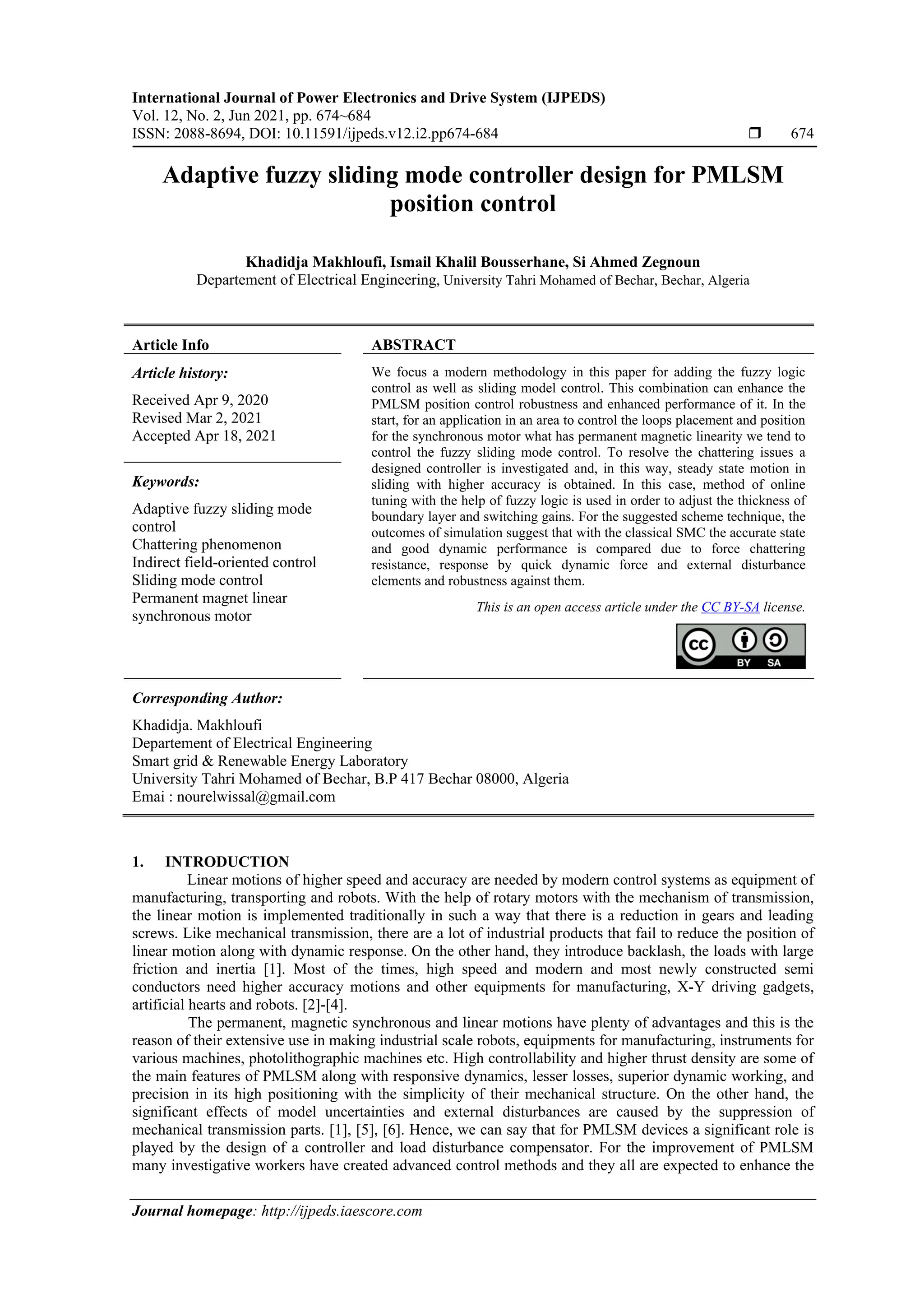 Adaptive Fuzzy Sliding Mode Controller Design For Pmlsm Position Control Pdf 