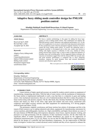 Adaptive fuzzy sliding mode controller design for PMLSM position control | PDF