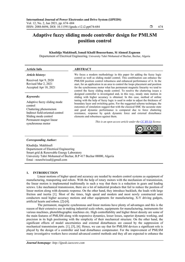 Adaptive fuzzy sliding mode controller design for PMLSM position control | PDF