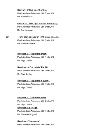 MarkCfinal_CV2016 | DOC | Television | Entertainment