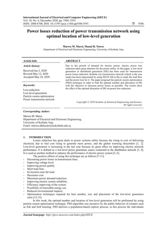 Power losses reduction of power transmission network using optimal location of low-level ...