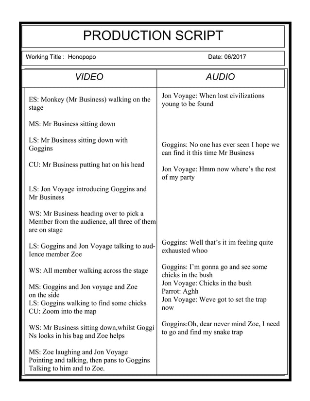 Production script - Honopopo | PDF | Free Download