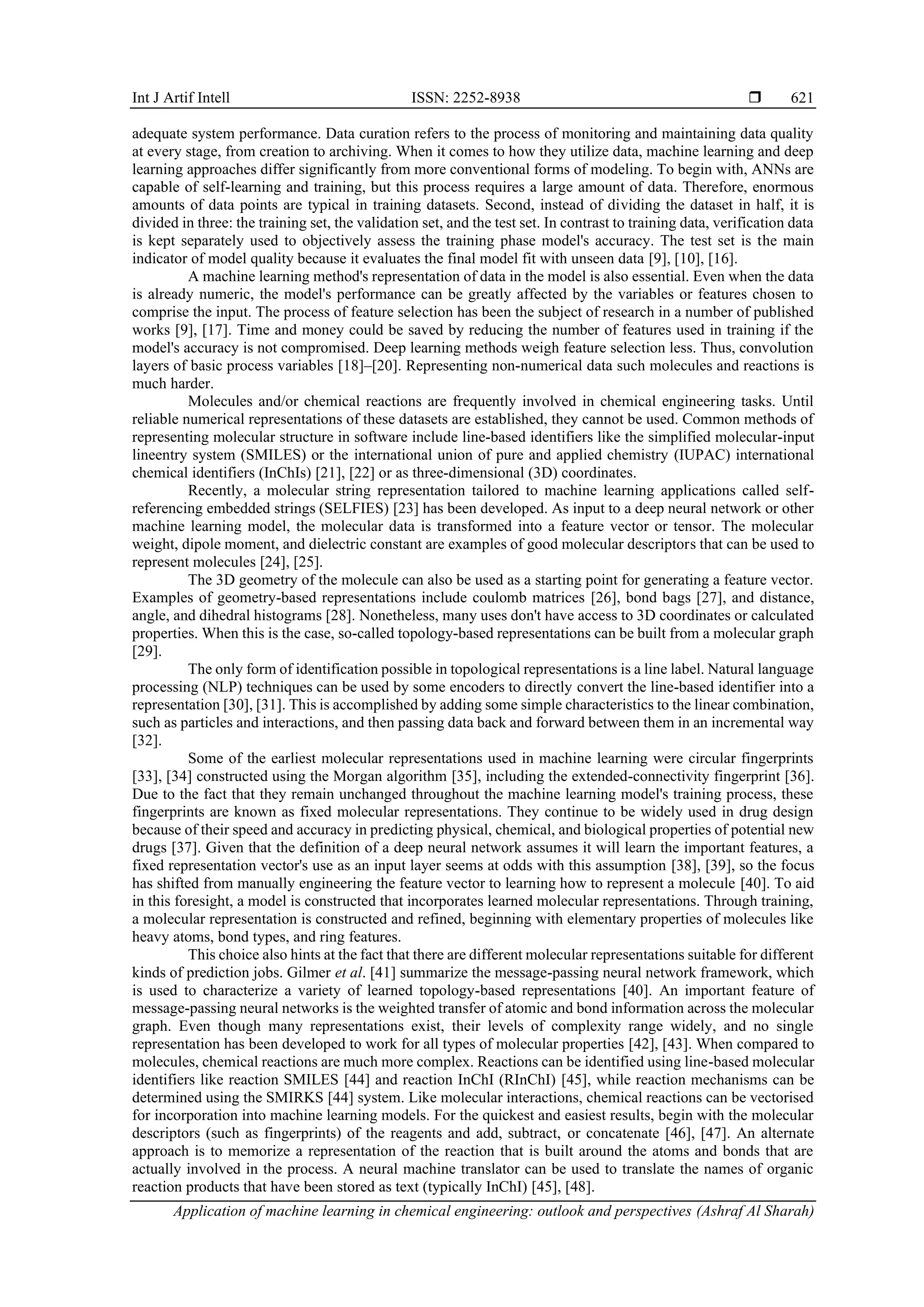 Application of machine learning in chemical engineering: outlook and ...