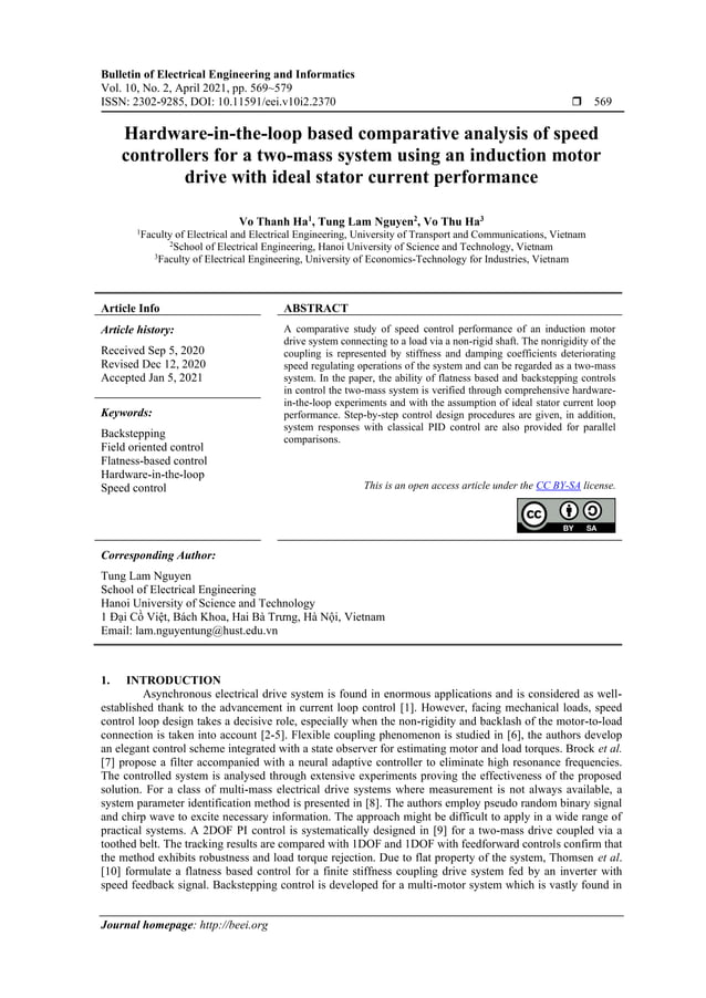 Hardware-in-the-loop based comparative analysis of speed controllers for a two-mass system using ...