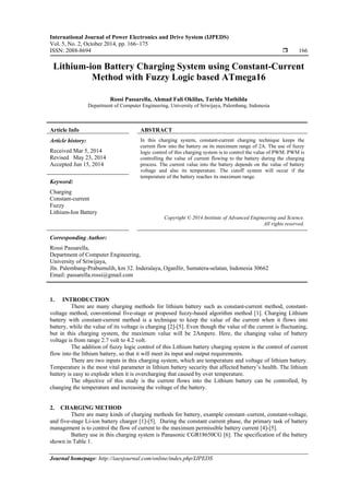 Lithium-ion Battery Charging System using Constant-Current Method with Fuzzy Logic based ...