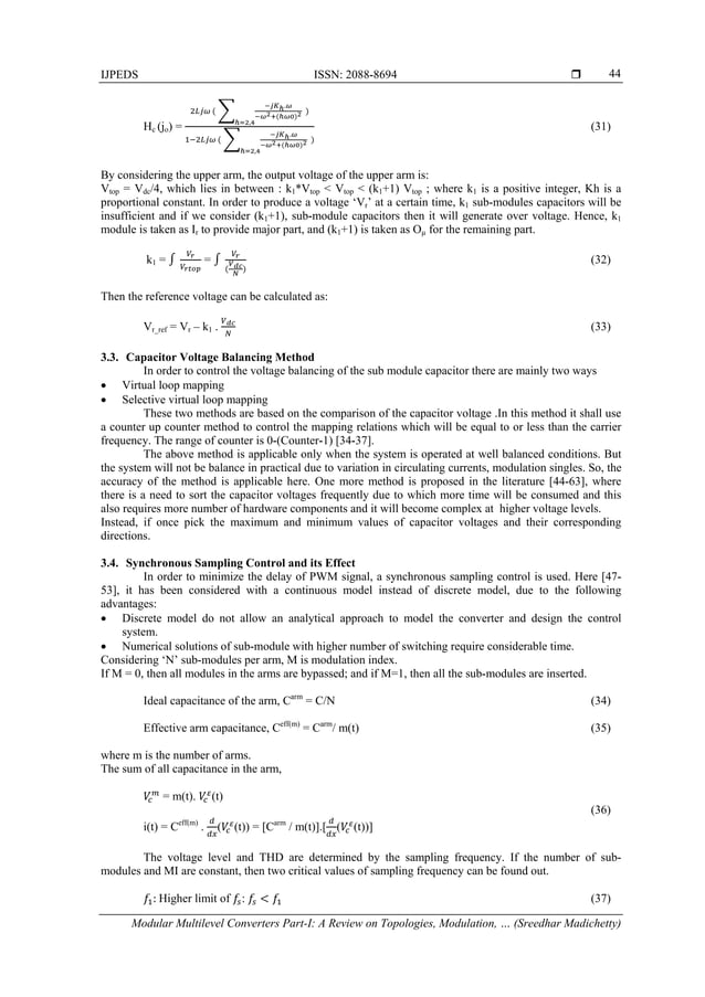 Modular Multilevel Converters Part-I: A Review on Topologies, Modulation, Modeling and Control ...