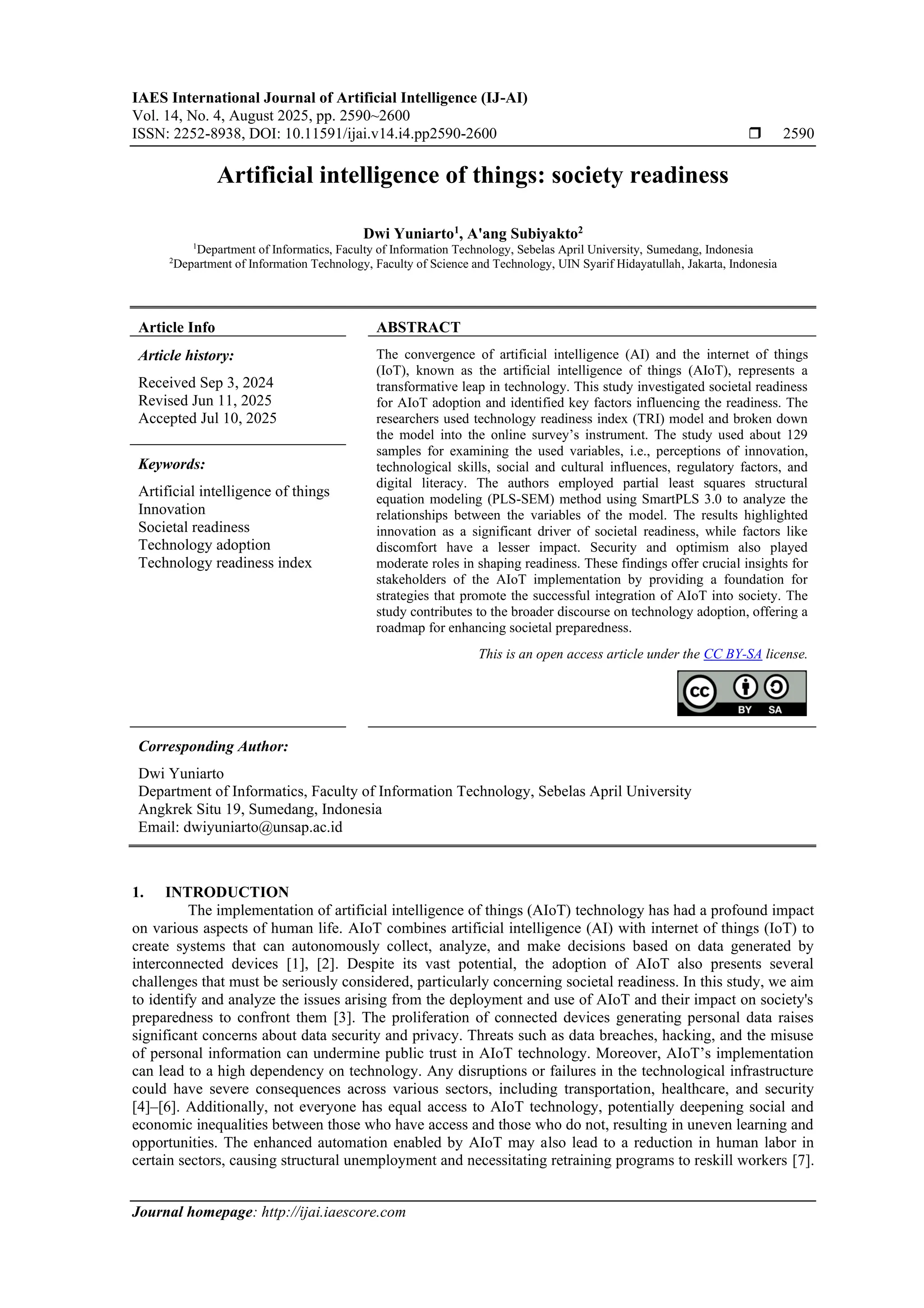 Artificial intelligence of things: society readiness | PDF