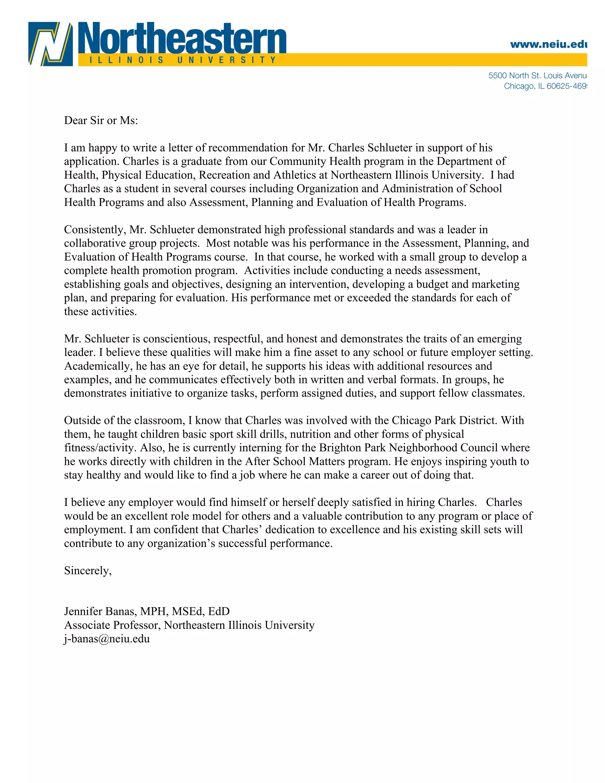 banas recommendation lettr | PDF