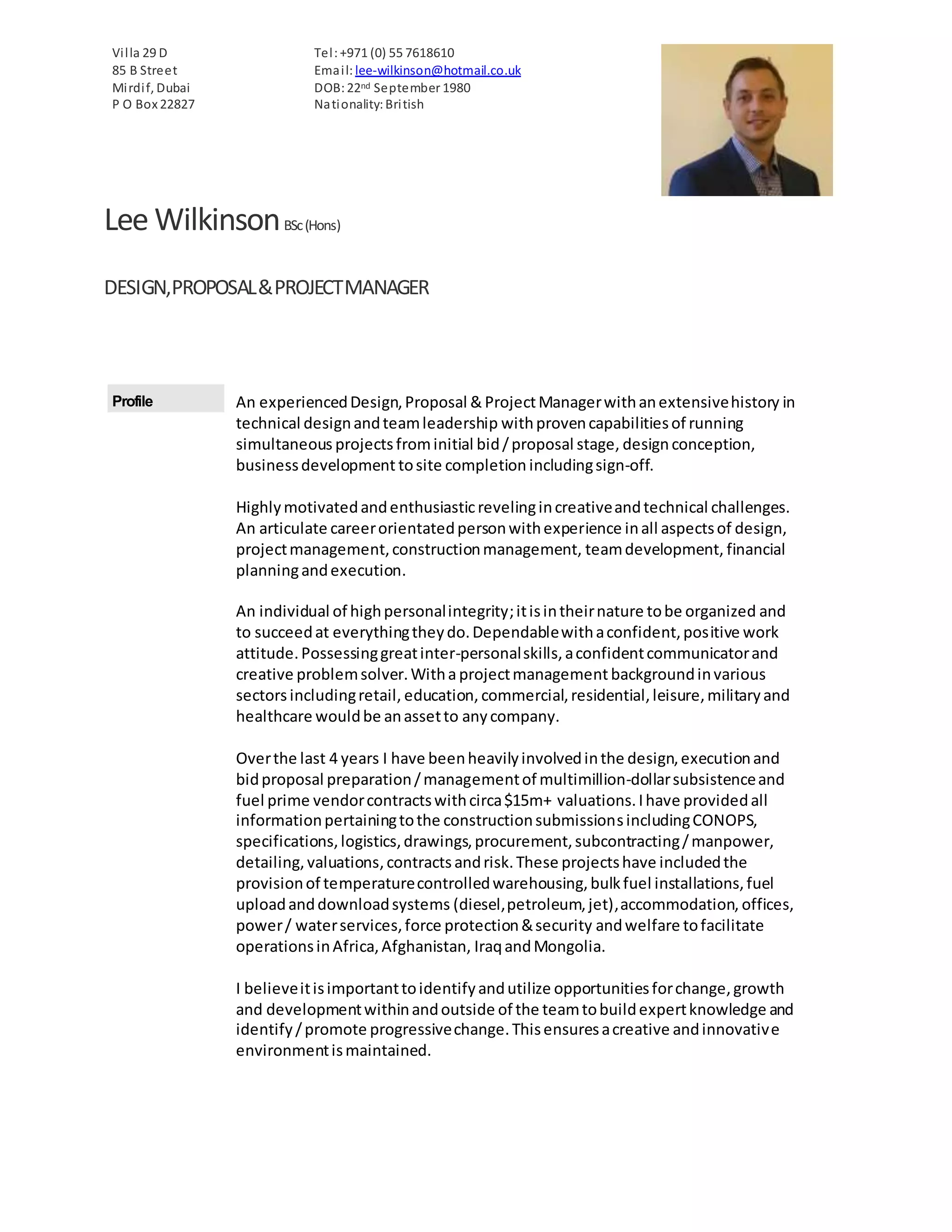Lee Wilkinson CV | DOCX