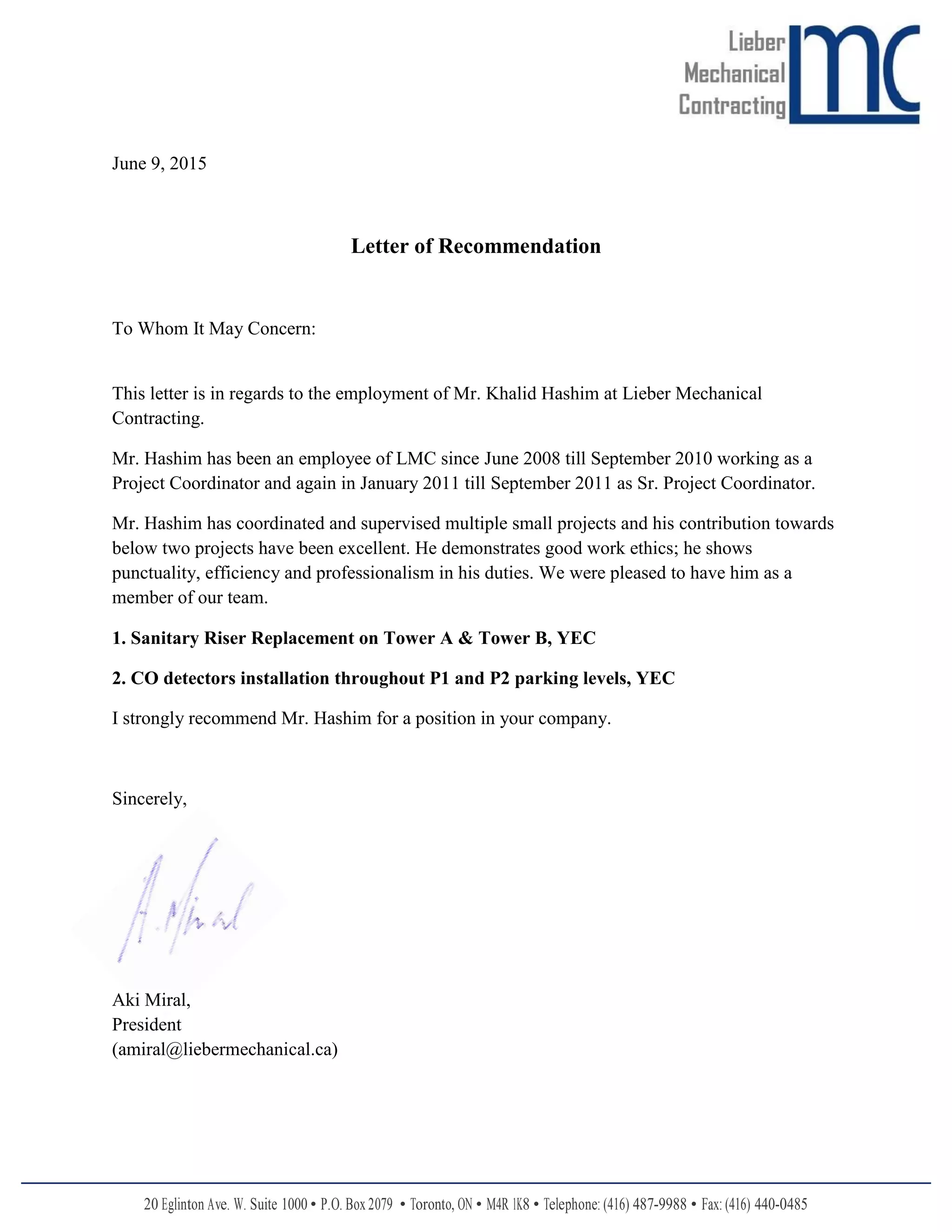 Letter of Recommendation - Khalid Hashim (1) | PDF