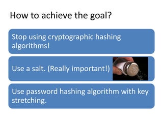 Techniques for password hashing and cracking | PPT