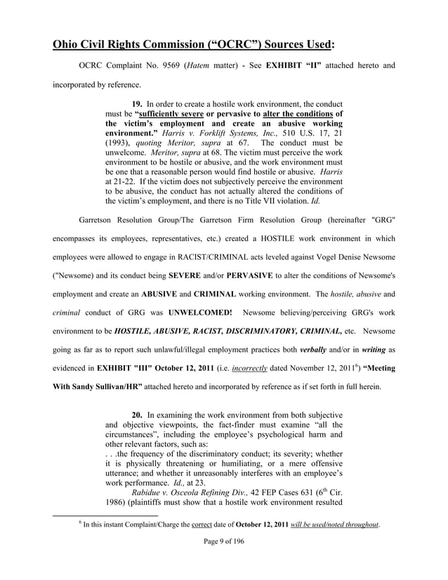 043012 EEOC & OCRC Complaint/Charge (GarretsonResolutionGroup) | PDF | Crime & Harmful Acts to ...