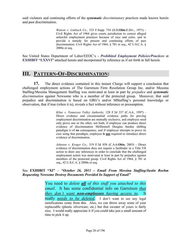 043012 EEOC & OCRC Complaint/Charge (GarretsonResolutionGroup) | PDF | Crime & Harmful Acts to ...