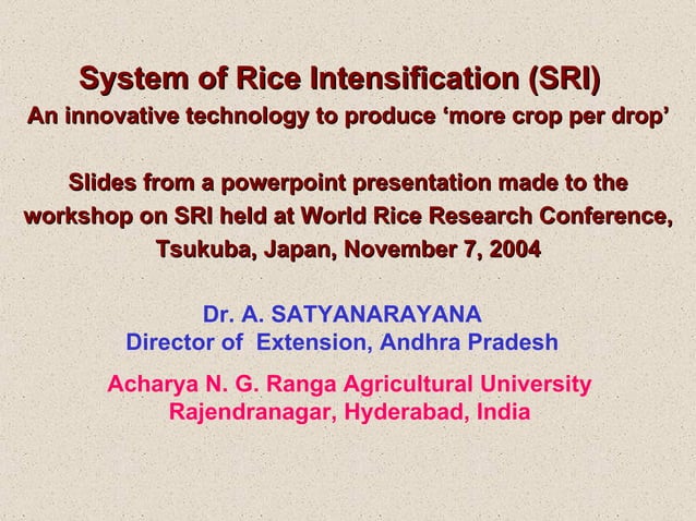 0430 System of Rice Intensification (SRI) | PPT