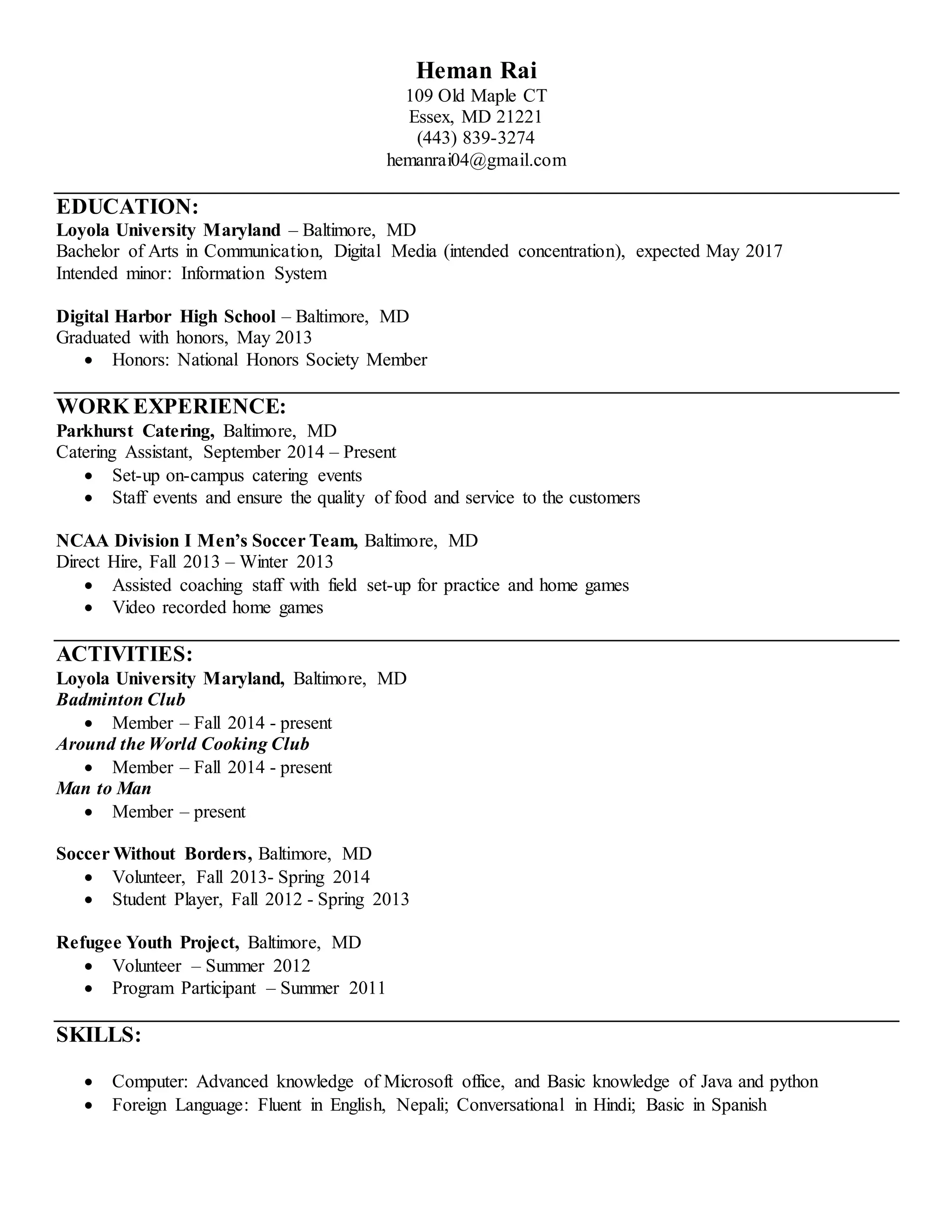 resume - Heman Rai | PDF