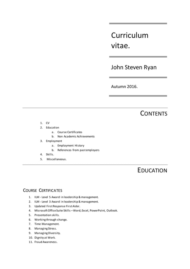 John Ryan portfolio Type CV | DOCX | Resume Writing and Advice | Job Search