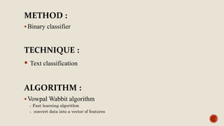 Spam detection using machine learning based binary classifier_043660 | PPTX
