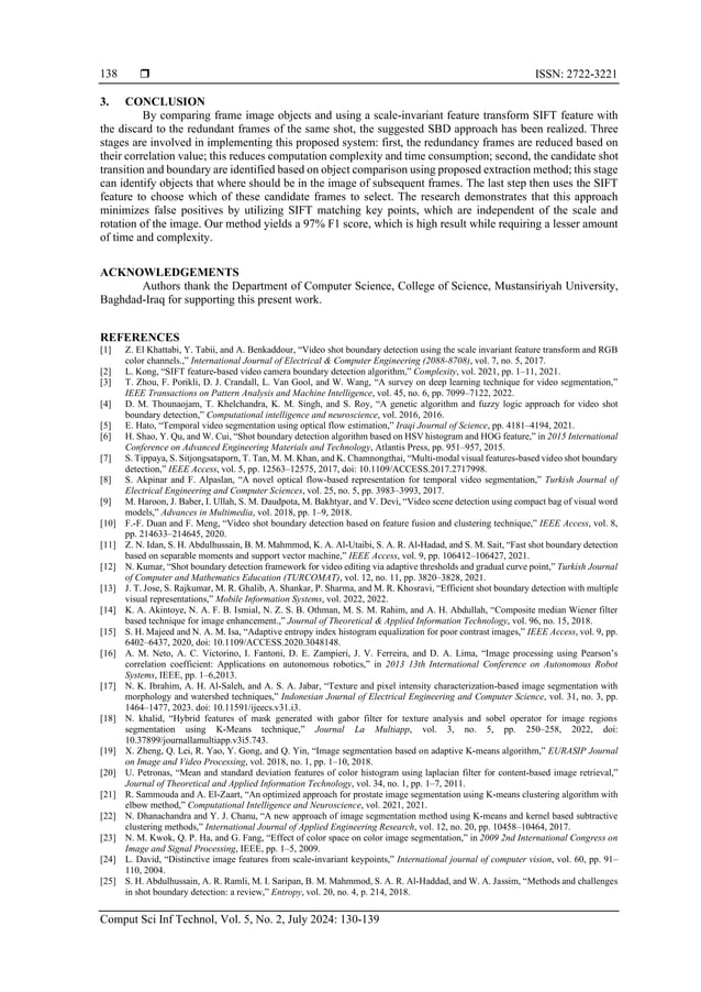 Video Shot Boundary Detection Based On Frames Objects Comparison And Scale Invariant Feature