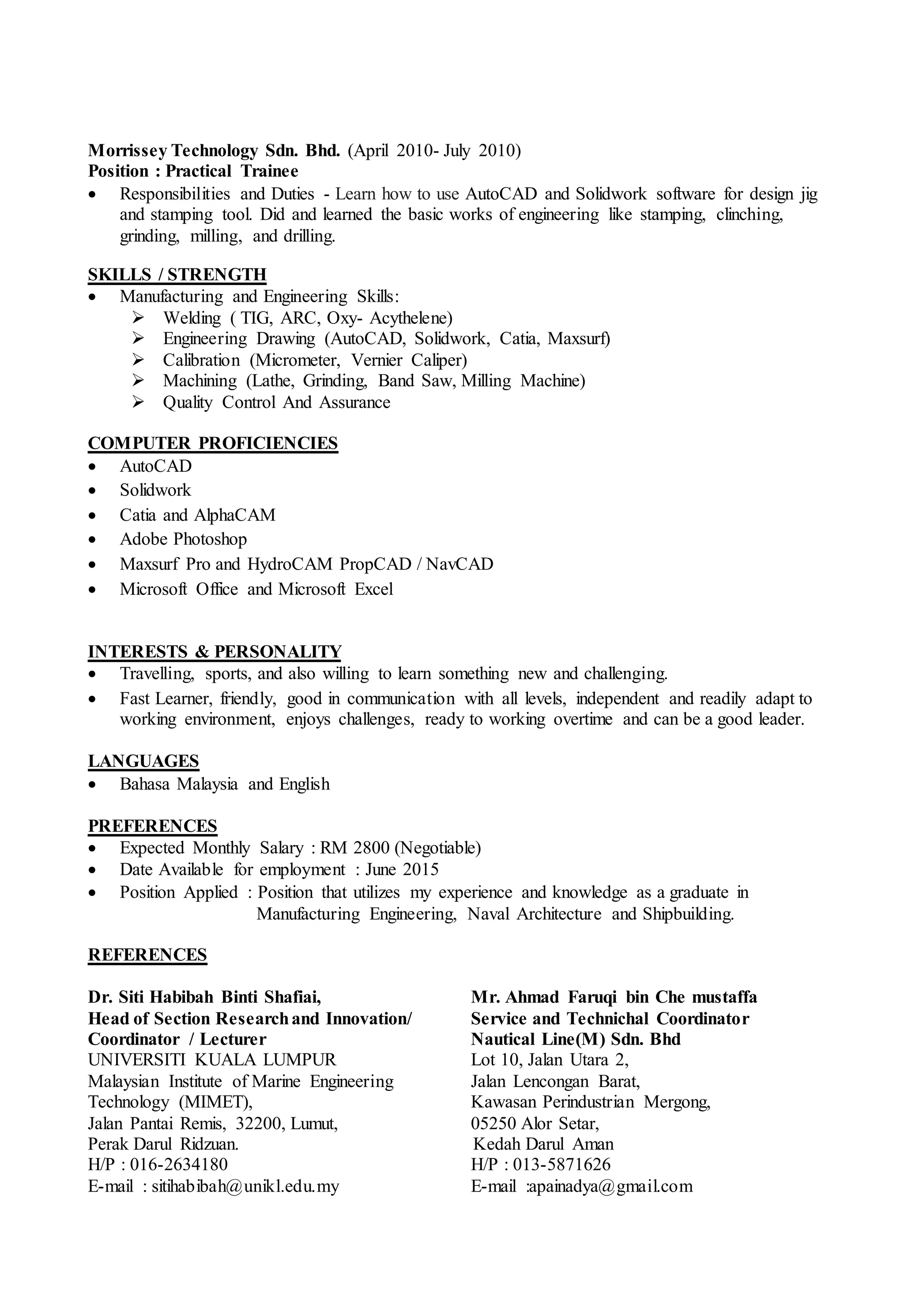 resume hilmi 2015 | DOCX