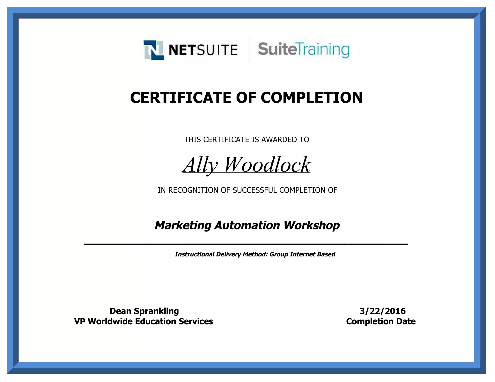 NetSuite Automation certificate | PDF