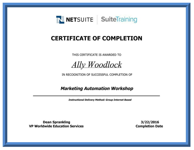NetSuite Automation certificate | PDF