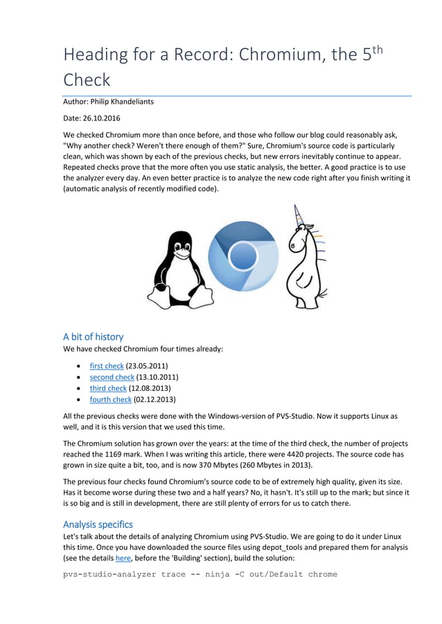 Heading for a Record: Chromium, the 5th Check | PDF
