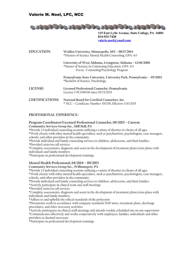 Valerie Noel Resume Sept 2015 | PDF