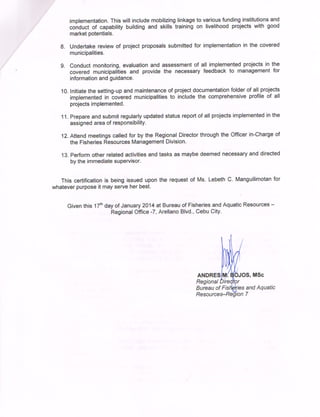 certification from BFAR | PDF