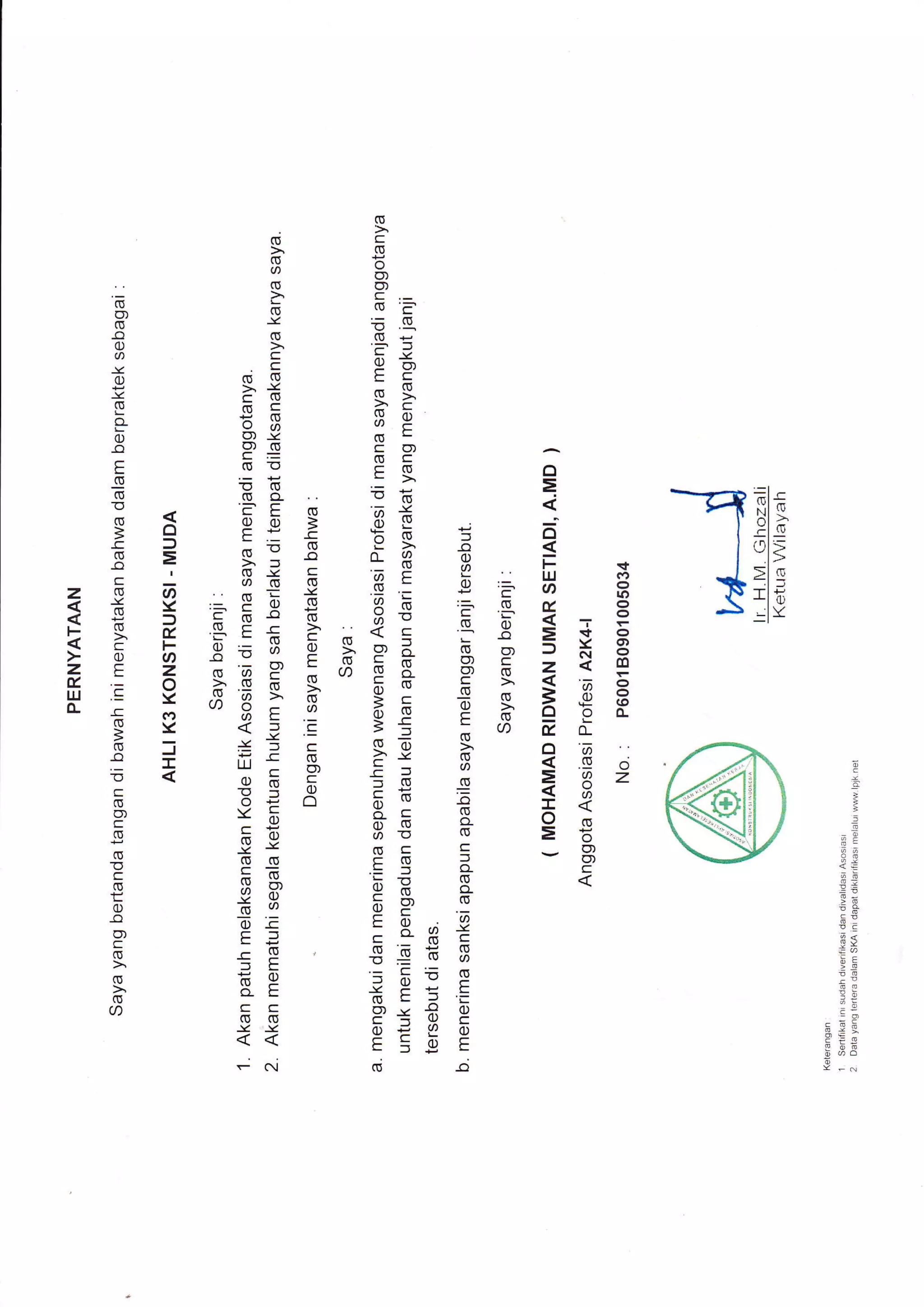 SKA Ahli K3 Konstruksi-Muda a.n. M.Ridwan U.S. | PDF
