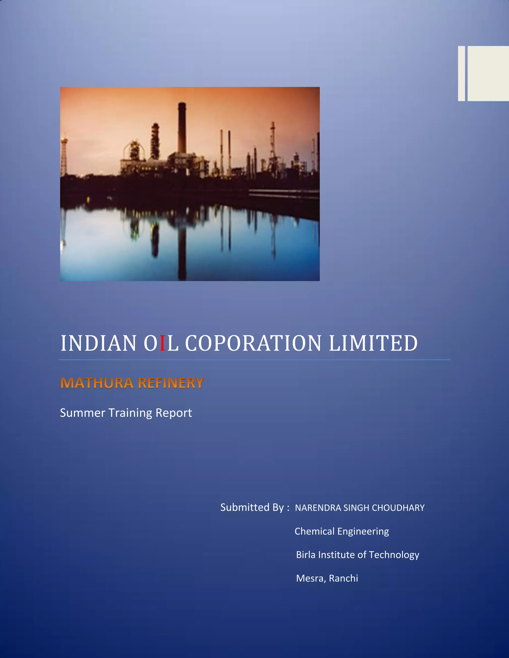 IOCL Training Report | PDF